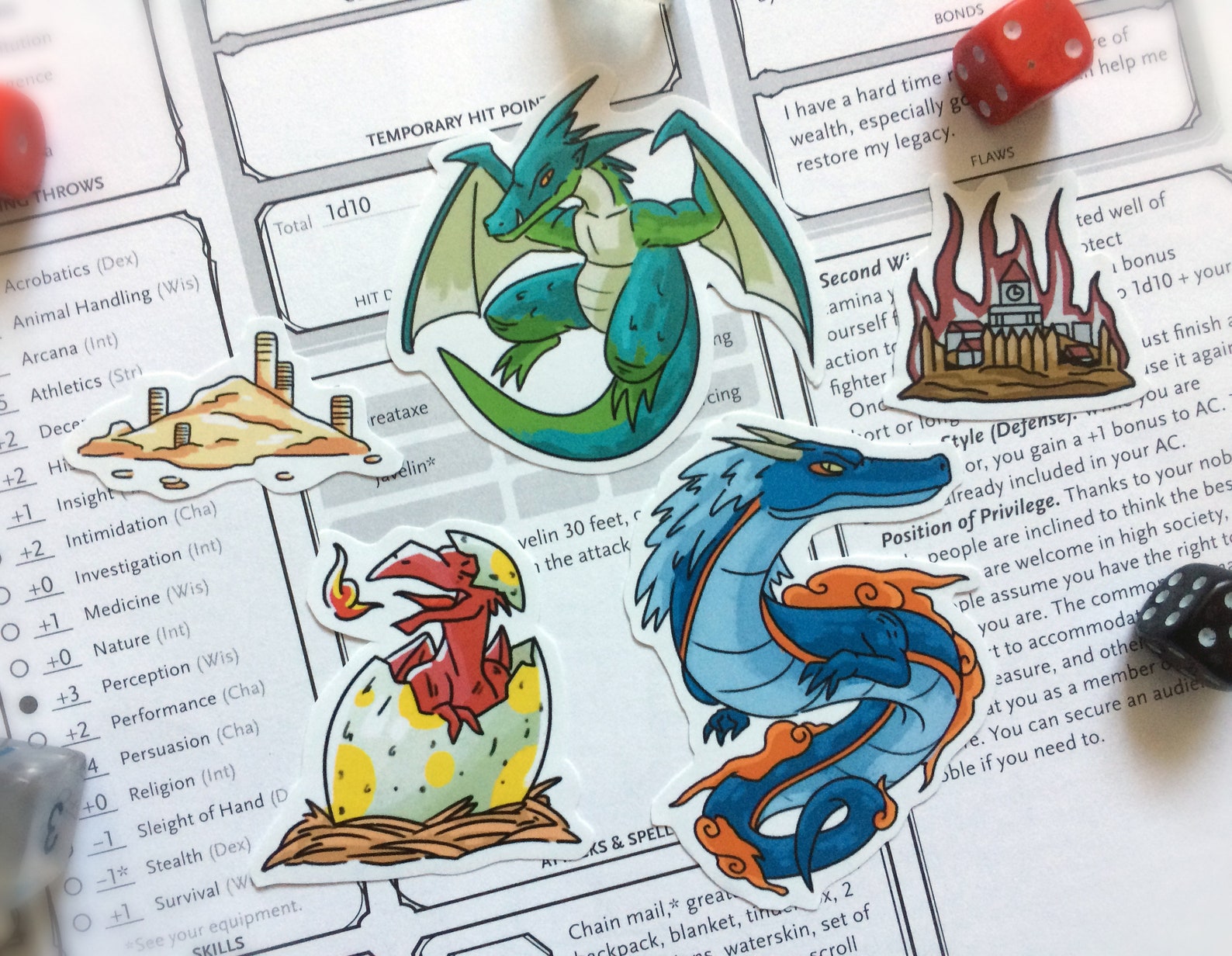 Dragons Sticker Pack D&D Inspired Set of 5 // Dnd Gift Cute // - Etsy