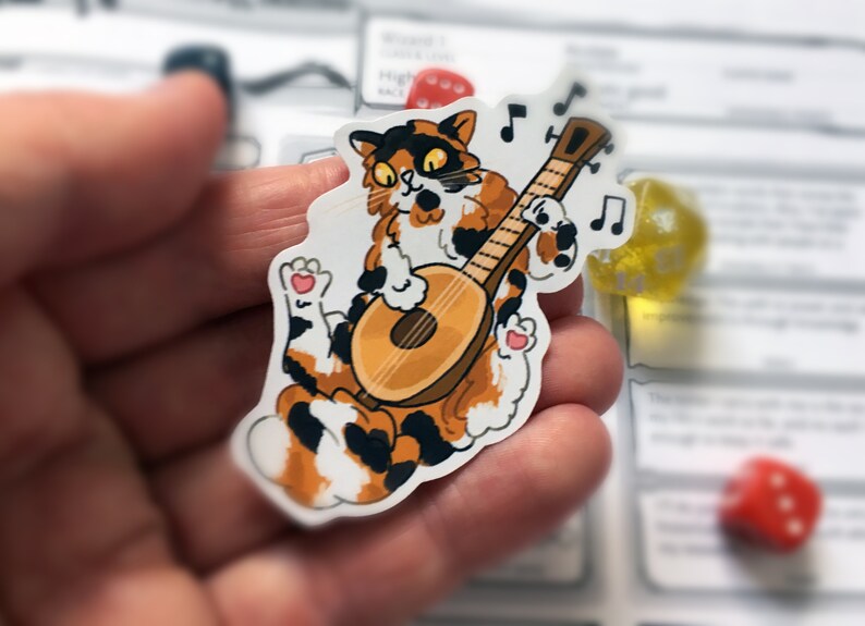 Calico Bard Cat // 6cm Dnd Cute Nerd Geek Gift // Dungeons and | Etsy