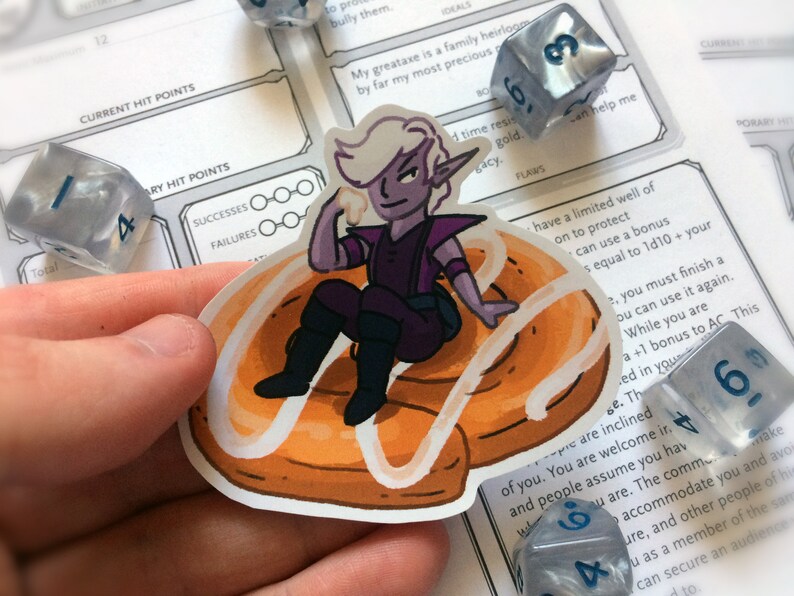 Drow Elf Cinnamon Roll Sticker // Dnd Nerd Geek Gift Cute // | Etsy