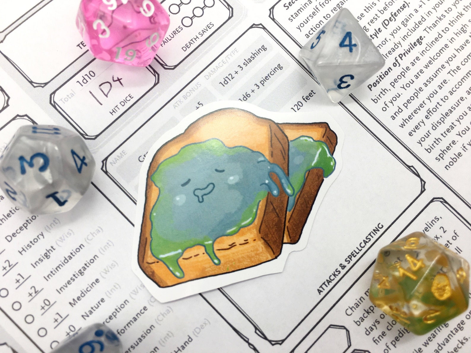 Slime Toast Sticker // 6cm Dnd Cute Nerd Geek Gift // TTRPG - Etsy
