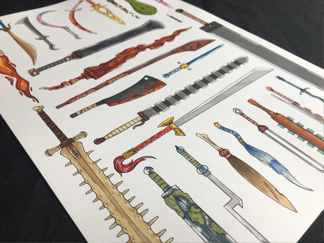 Swords Collection A4 Print // Dnd Gift Class Fantasy Items // - Etsy