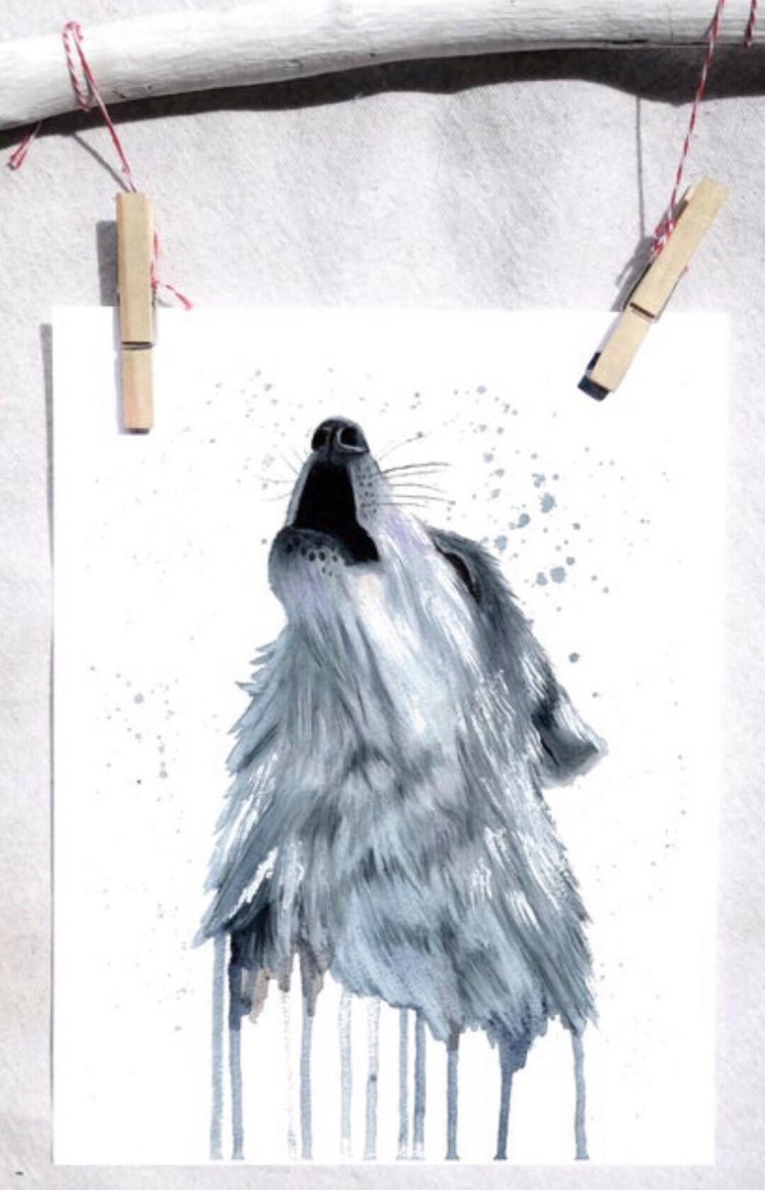 Grey Wolf Painting | Wolf Art Print | Watercolor Animal Print | Art ...