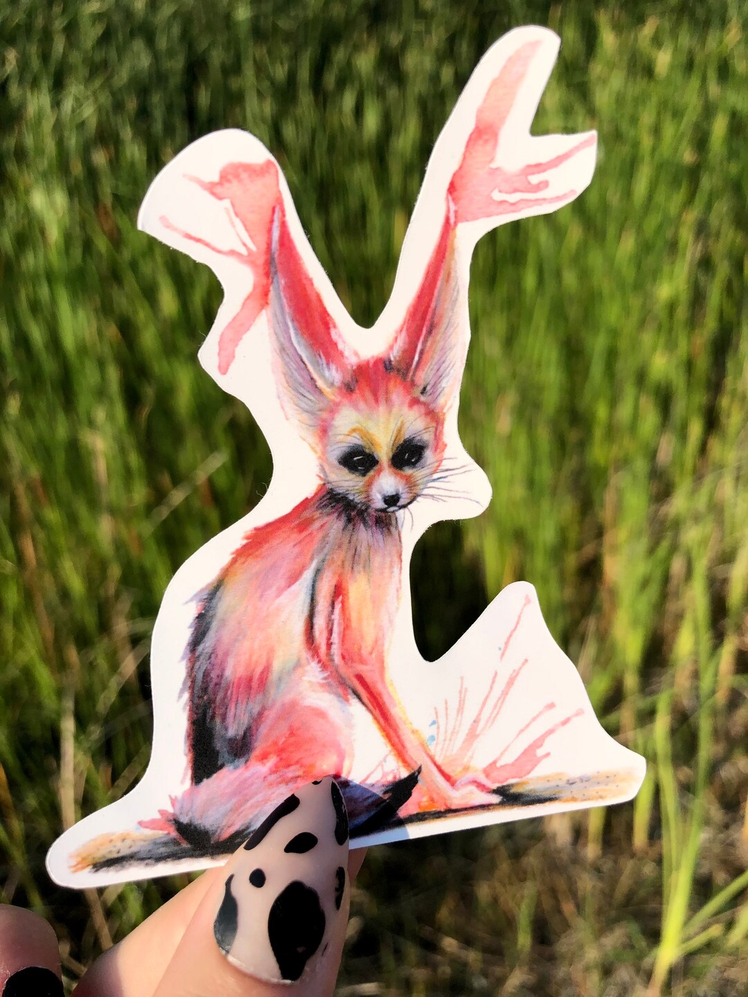 Fennec Fox Sticker | Fox Stickers | Watercolor Art Print | Nature ...