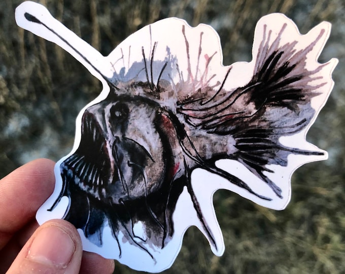 Female Angler Fish Sticker | Stickers for Kids | Angler Fish Art Print ...
