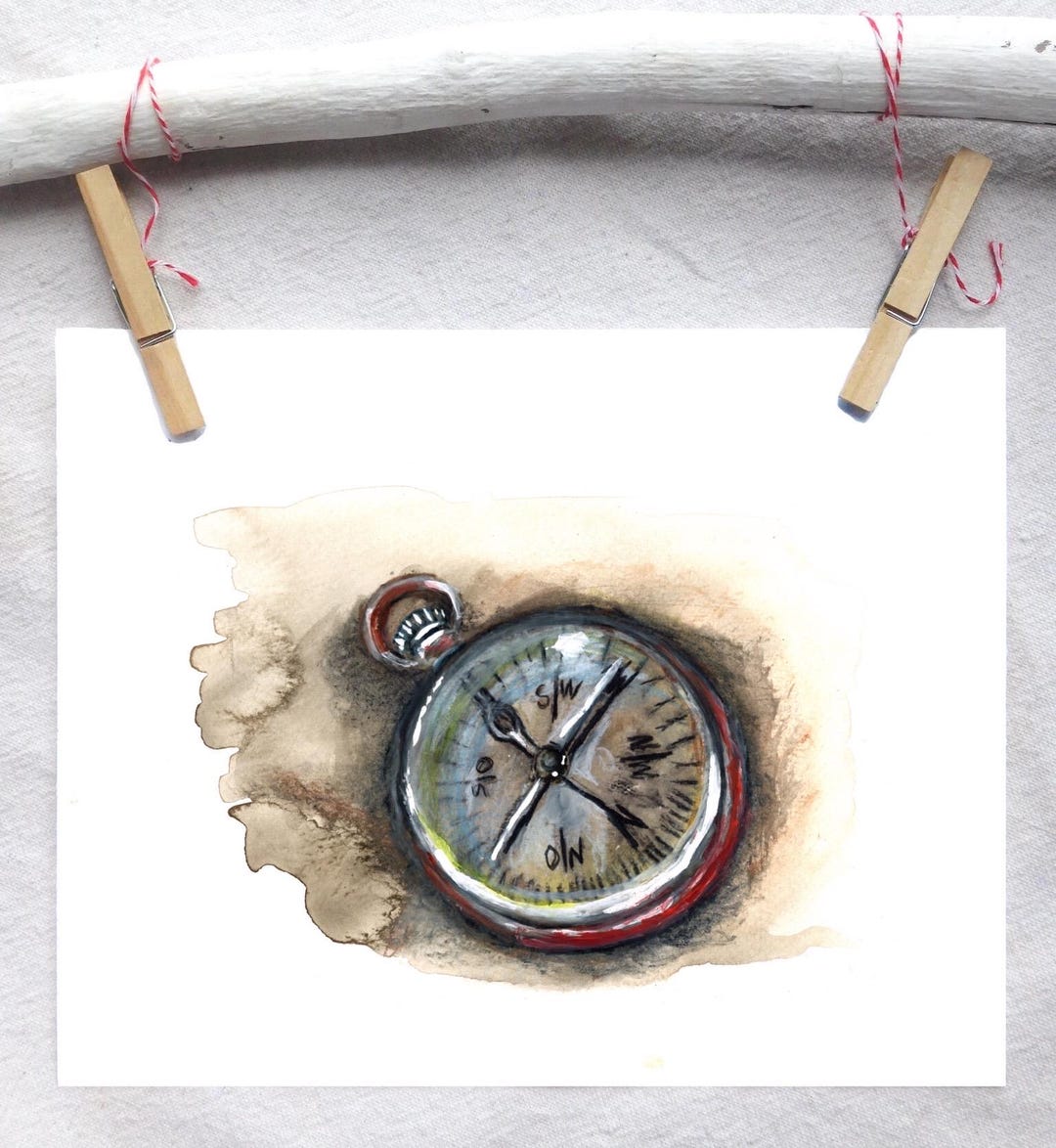 Compas Art Print of an Original Watercolor of a Compass - Etsy