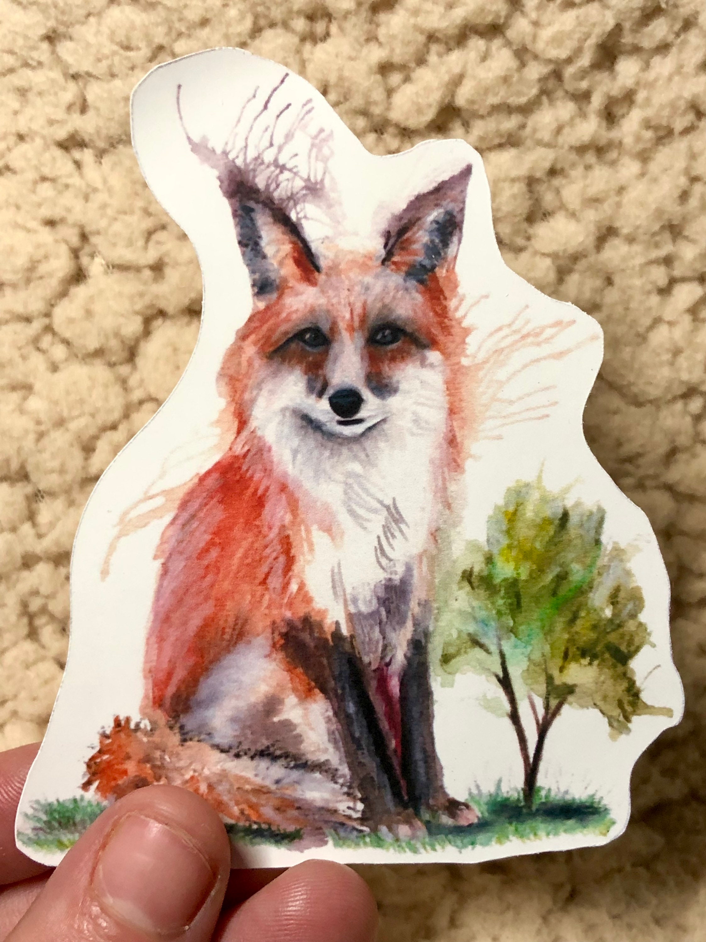 Red Fox Sticker Weather Proof Sticker Water Bottle Sticker - Etsy