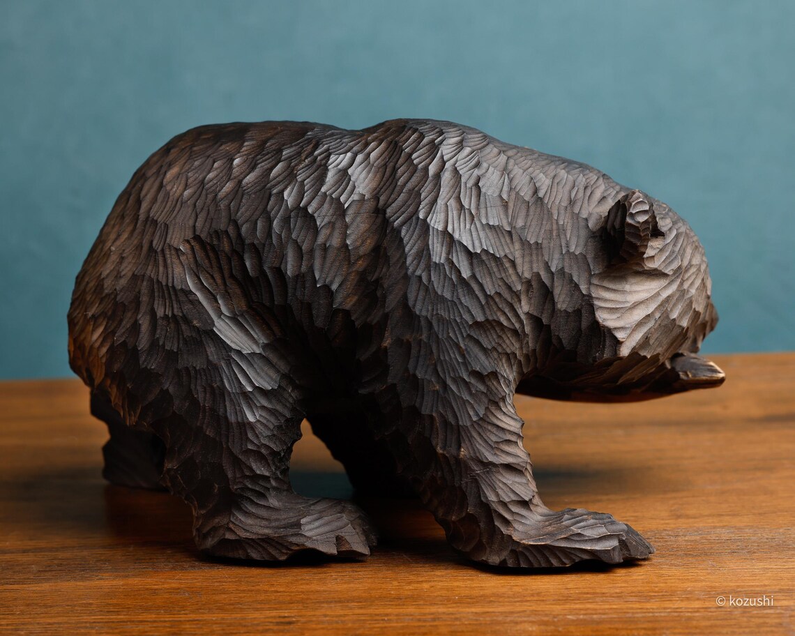 Japanese Vintage 11" Carved Wood Bear, Kibori Kuma, Hokkaido, Ainu - Etsy
