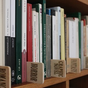 Book Shelf Dividers Books Separators Book Shelf Organizer Genre Books Dividers Wooden Bookmarks ...