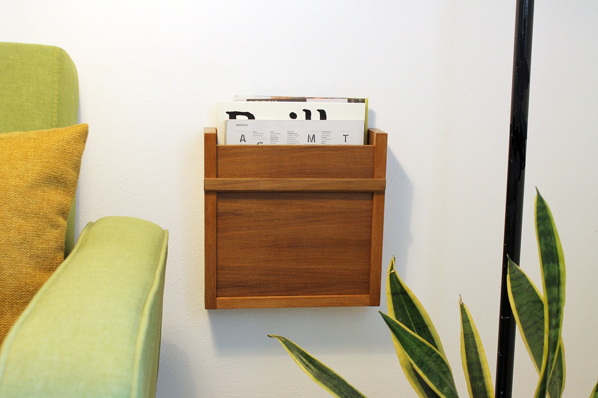 Wall Mounted Magazine Rack | Wooden Mid Century Magazine Book Shelf ...