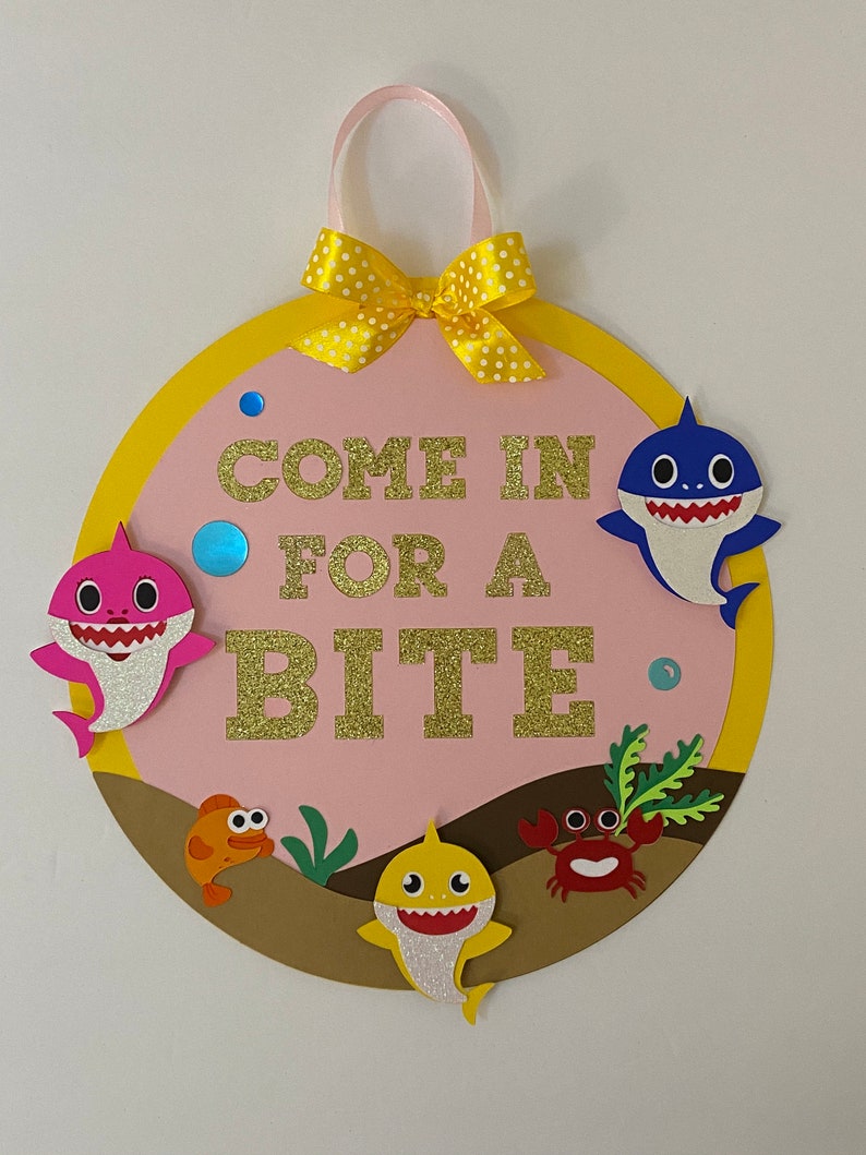 Baby Shark Door Sign Turquoise Light Blue Pink Purple - Etsy