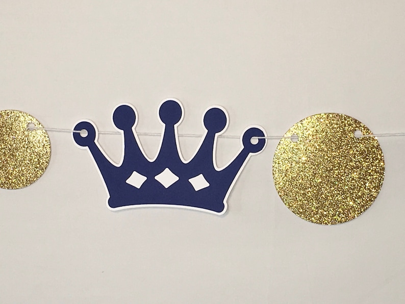 Royal Prince Crown Banner: Navy Blue & Gold Party Garland - Etsy