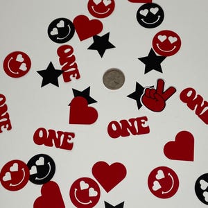 First Birthday Table Confetti: Red, Black, and White (175 Pieces) - Etsy