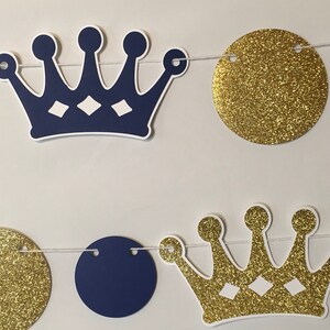 Royal Prince Crown Banner: Navy Blue & Gold Party Garland - Etsy