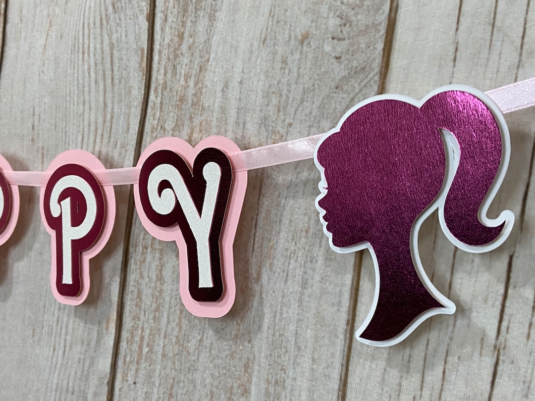 Inspired Barbie Birthday Banner Pink Glitter Birthday - Etsy