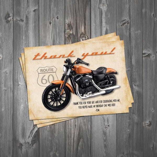 Motorcycle Thank You Card - Etsy