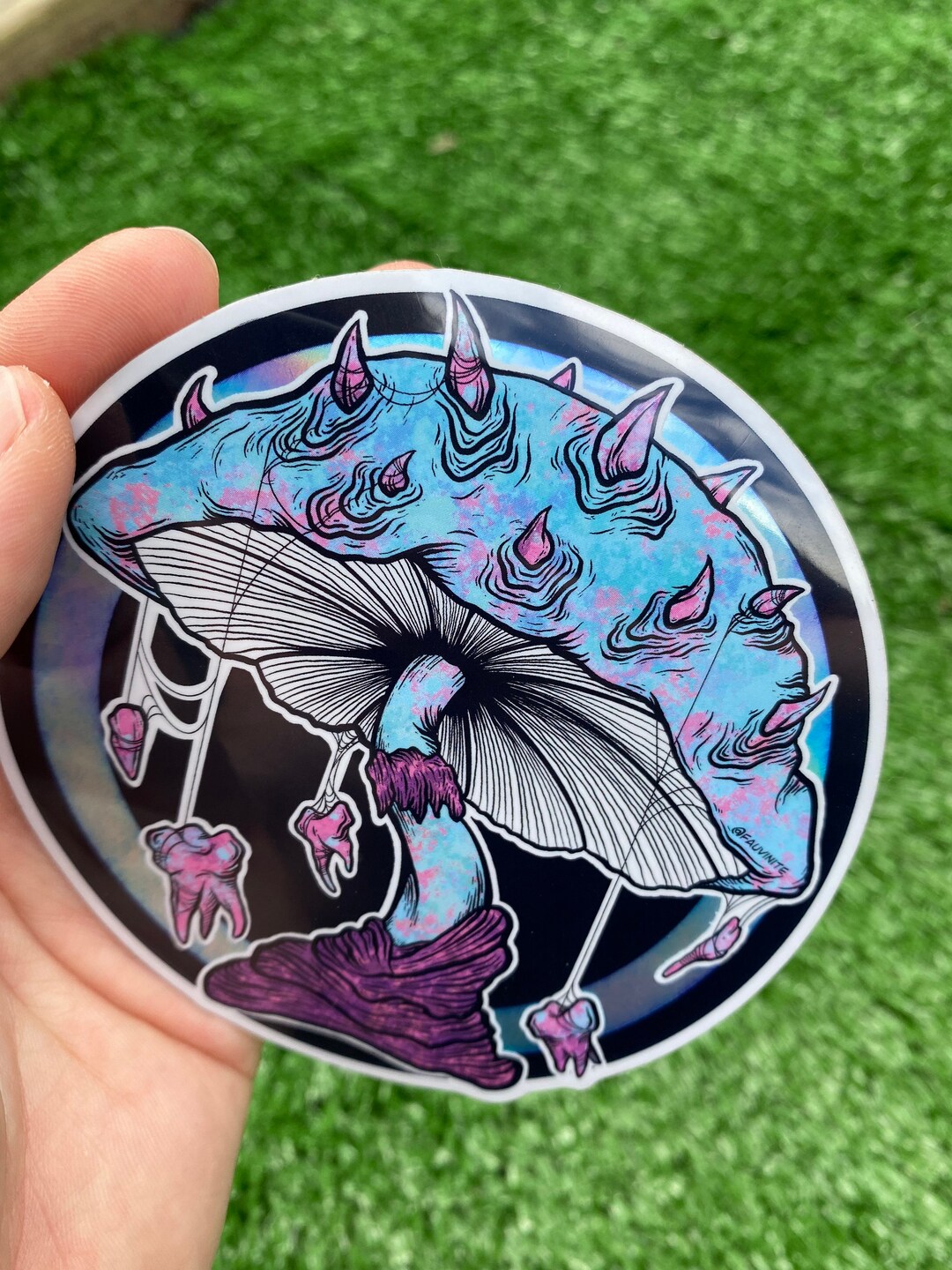 Holographic Blue Mushroom Sticker - Etsy