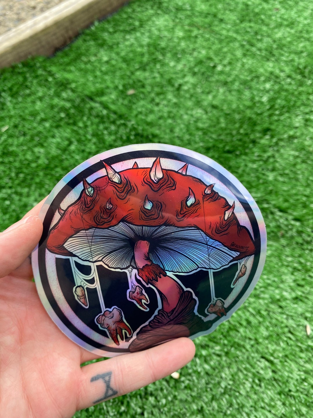 Holographic Red Mushroom Sticker - Etsy