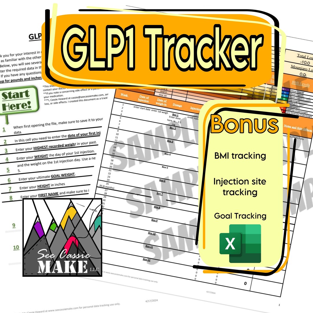 GLP1 Mounjaro Zepbound Tirzepatide Tracking Template Excel BMI and ...