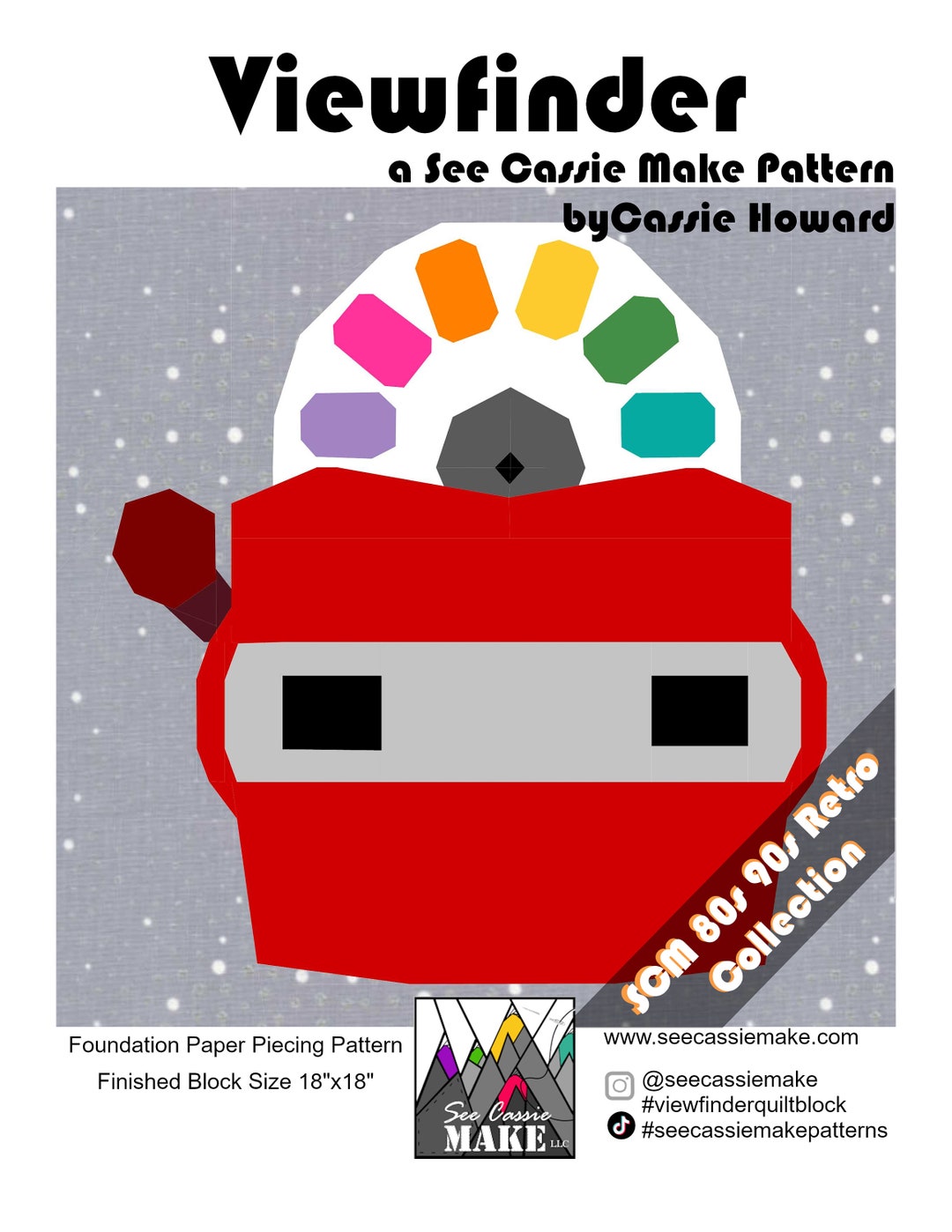 Viewfinder 18x18 Quilt Block Foundation Paper Pieced Pattern Digital ...