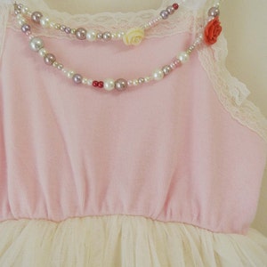 The Helen :2T Size White Pink Lace Tutu Pearl Necklace Dress - Etsy