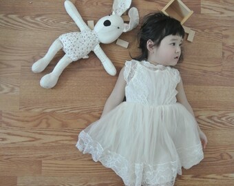 The Helen :5T Size White Pink Lace Tutu Pearl Necklace Dress | Etsy