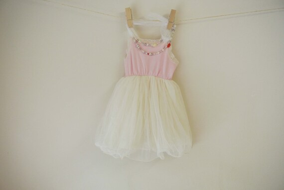 The Helen :5T Size White Pink Lace Tutu Pearl Necklace Dress | Etsy