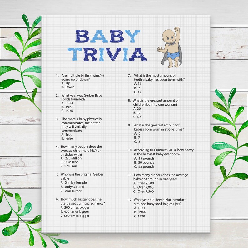 Printable Baby Shower Trivia Game