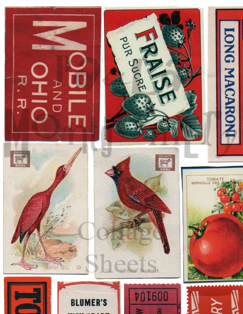 Red Stuff Number 2 Digital Download Collage Sheet - Etsy