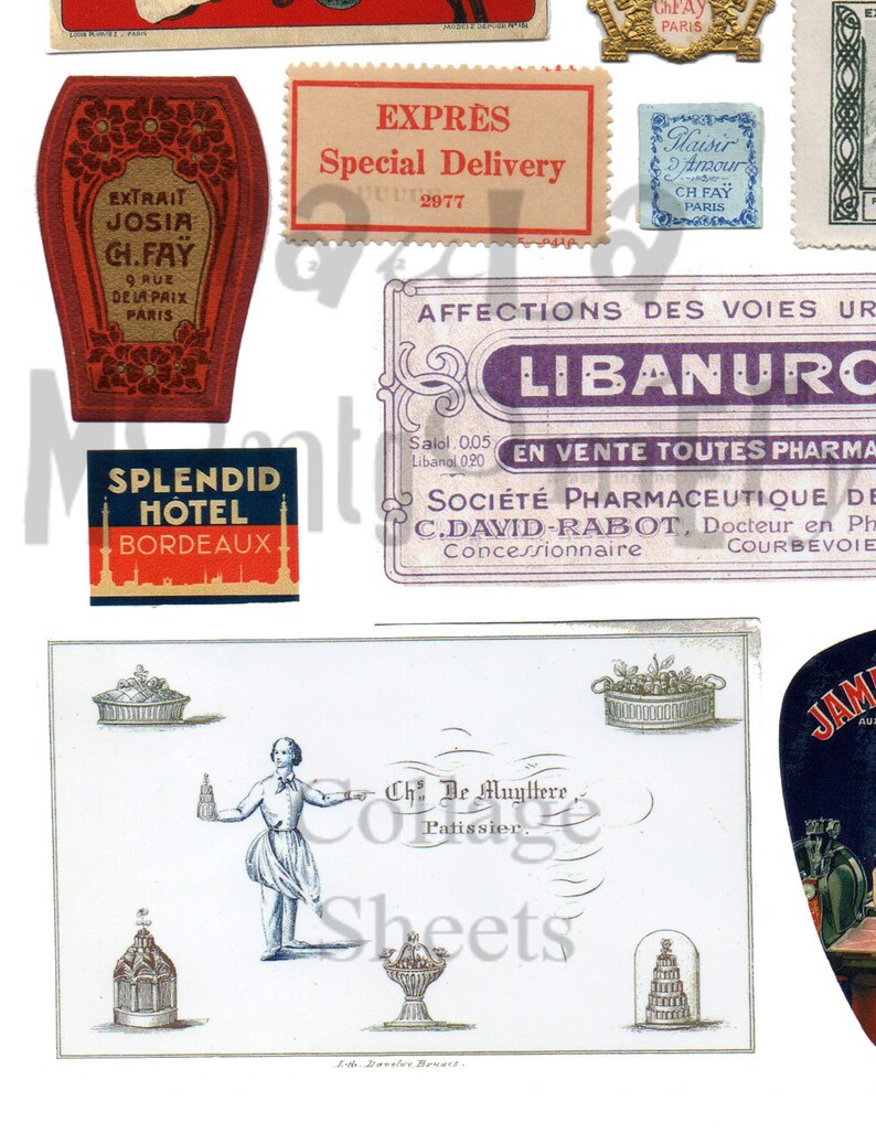 French Stuff Number 2 Digital Download Collage Sheet - Etsy