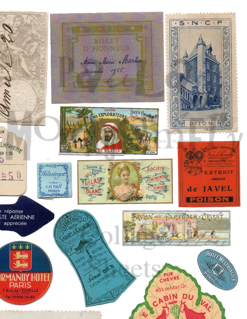 French Stuff Number 2 Digital Download Collage Sheet - Etsy