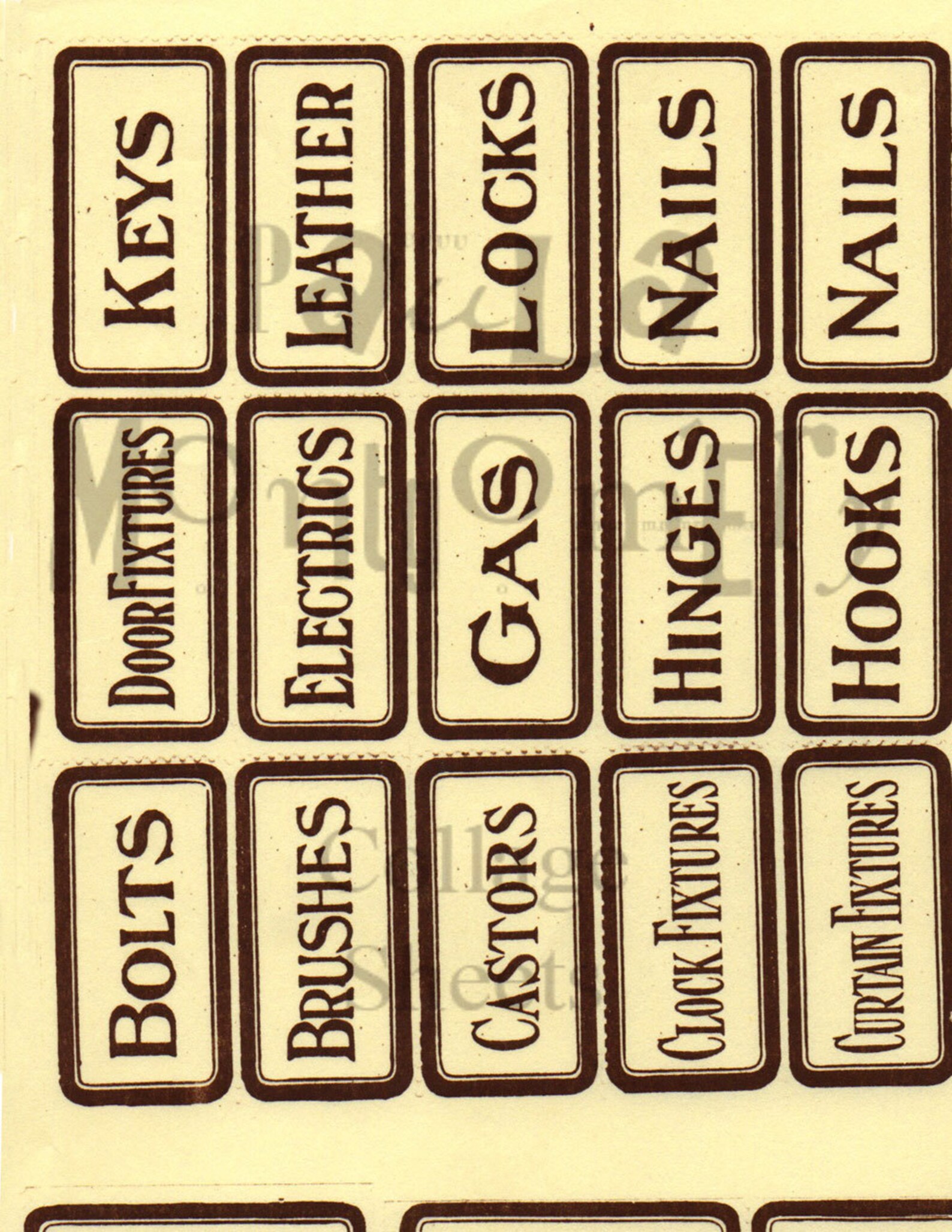 Vintage Hardware Store Drawer Labels Digital Download Collage Sheet - Etsy