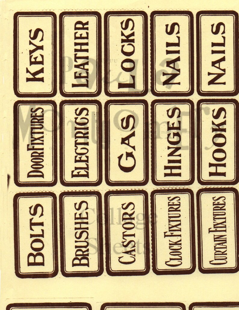 Vintage Hardware Store Drawer Labels Digital Download Collage Sheet - Etsy