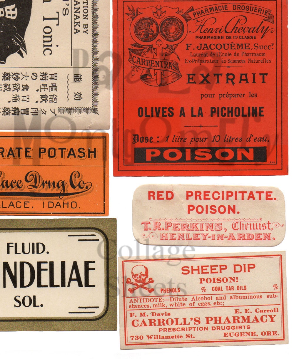 Vintage Poison Labels Number 2 Digital Download Collage Sheet - Etsy