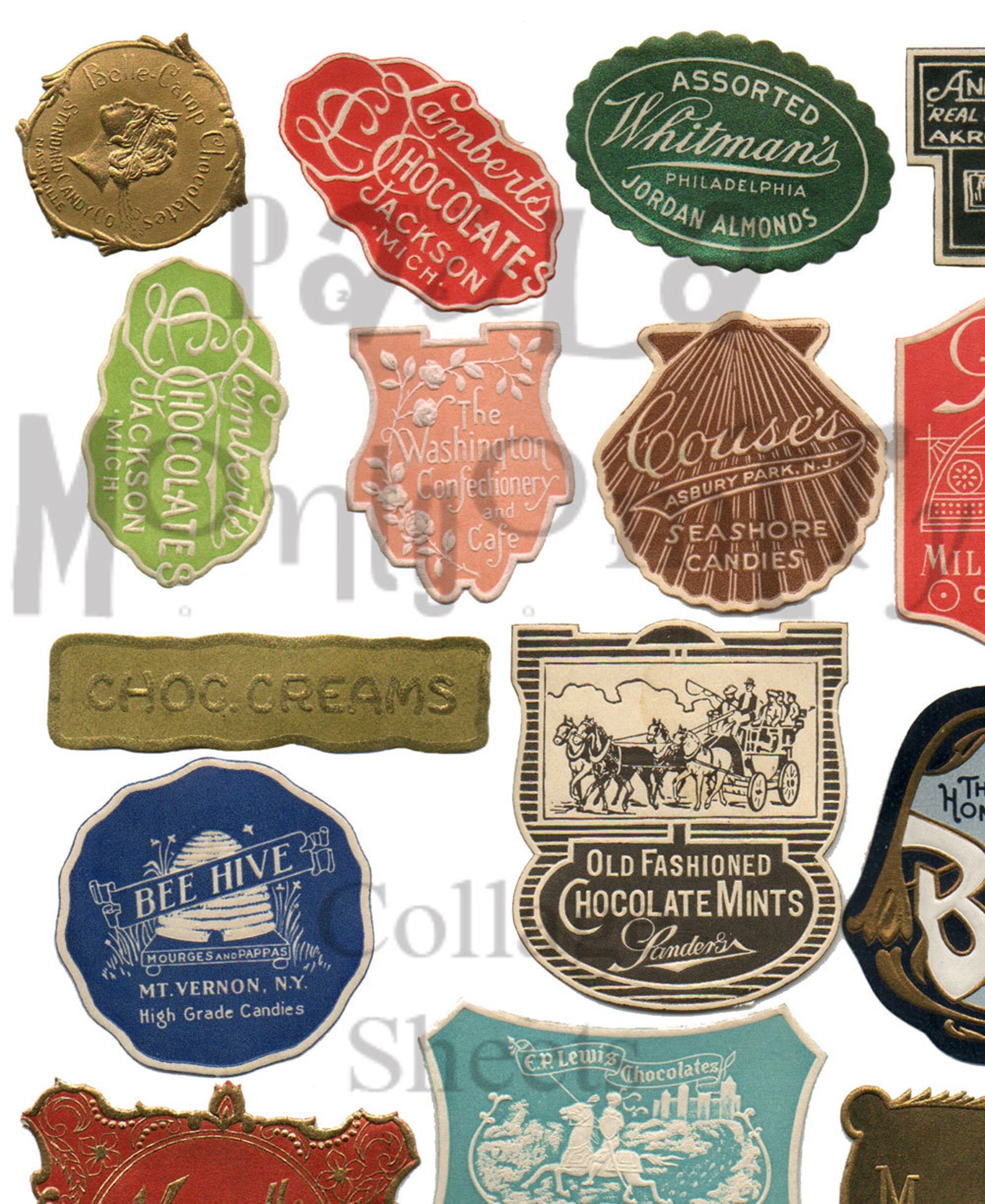 Vintage Chocolate Labels Digital Download Collage Sheet - Etsy