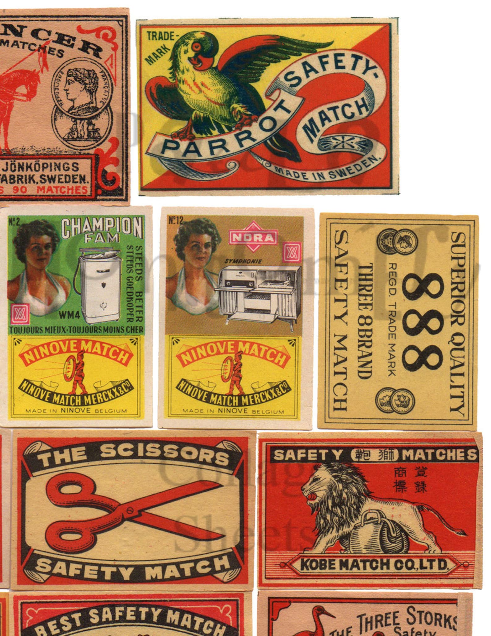 Vintage Matchbox Labels Number 2 Digital Download Collage Sheet - Etsy