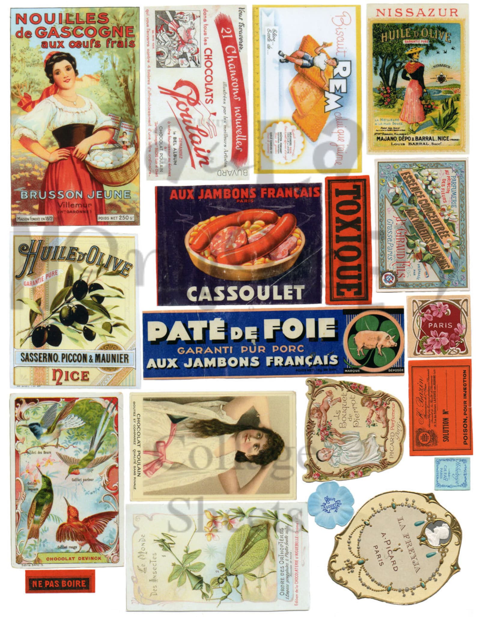 French Stuff Number 4 Digital Download Collage Sheet - Etsy
