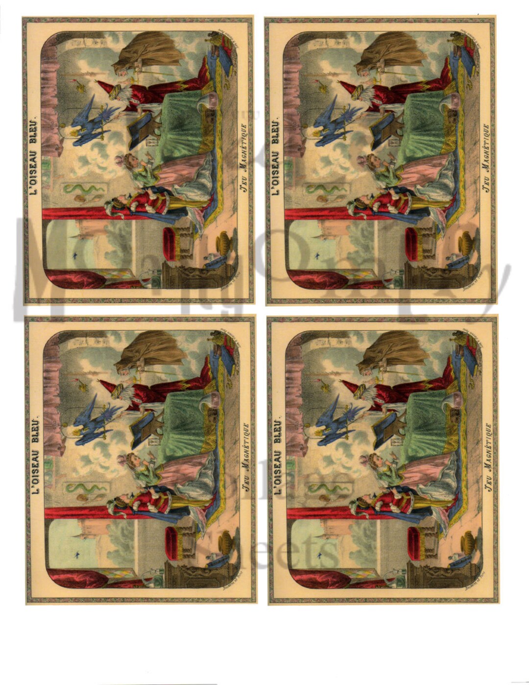 Blue Bird French Game Digital Download Collage Sheet - Etsy