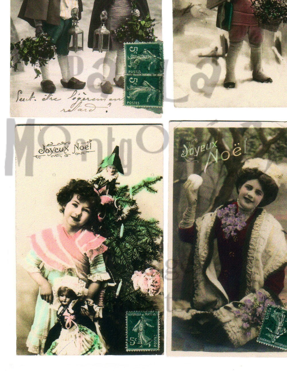 French Christmas Postcards Number 1 Digital Download Collage Sheet - Etsy