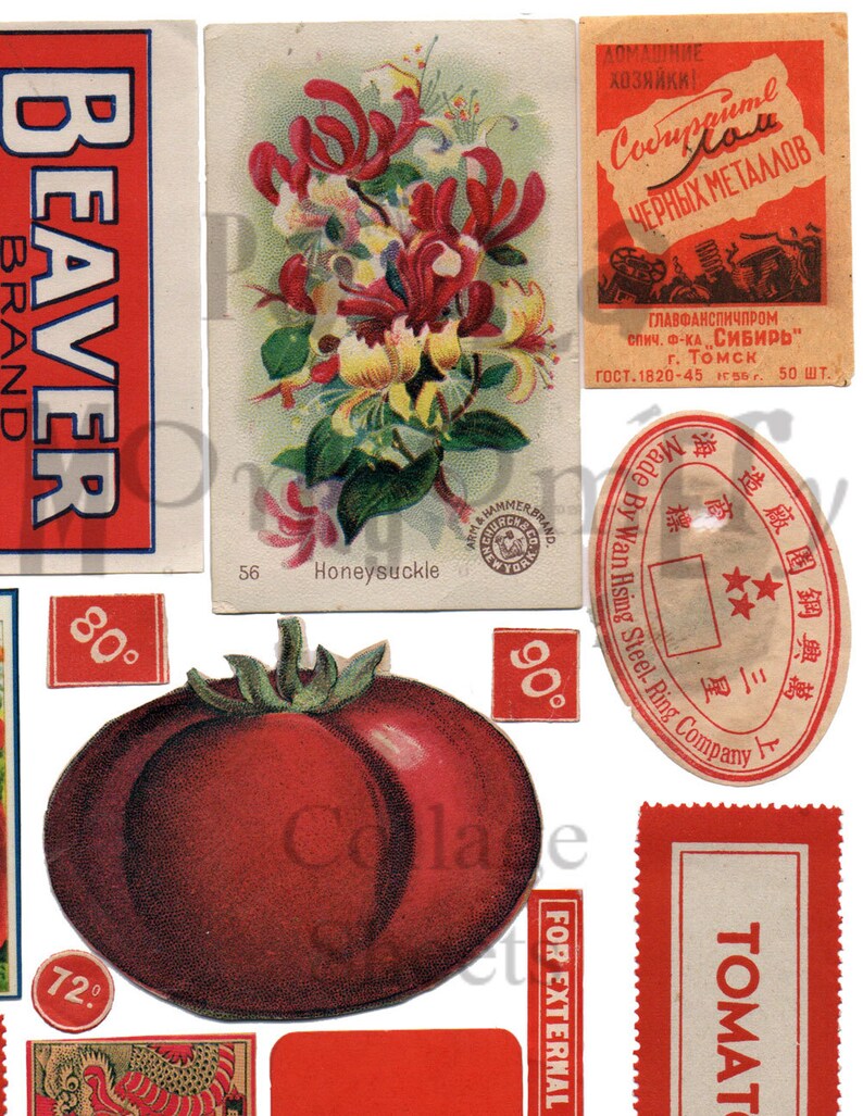 Red Stuff Number 2 Digital Download Collage Sheet - Etsy