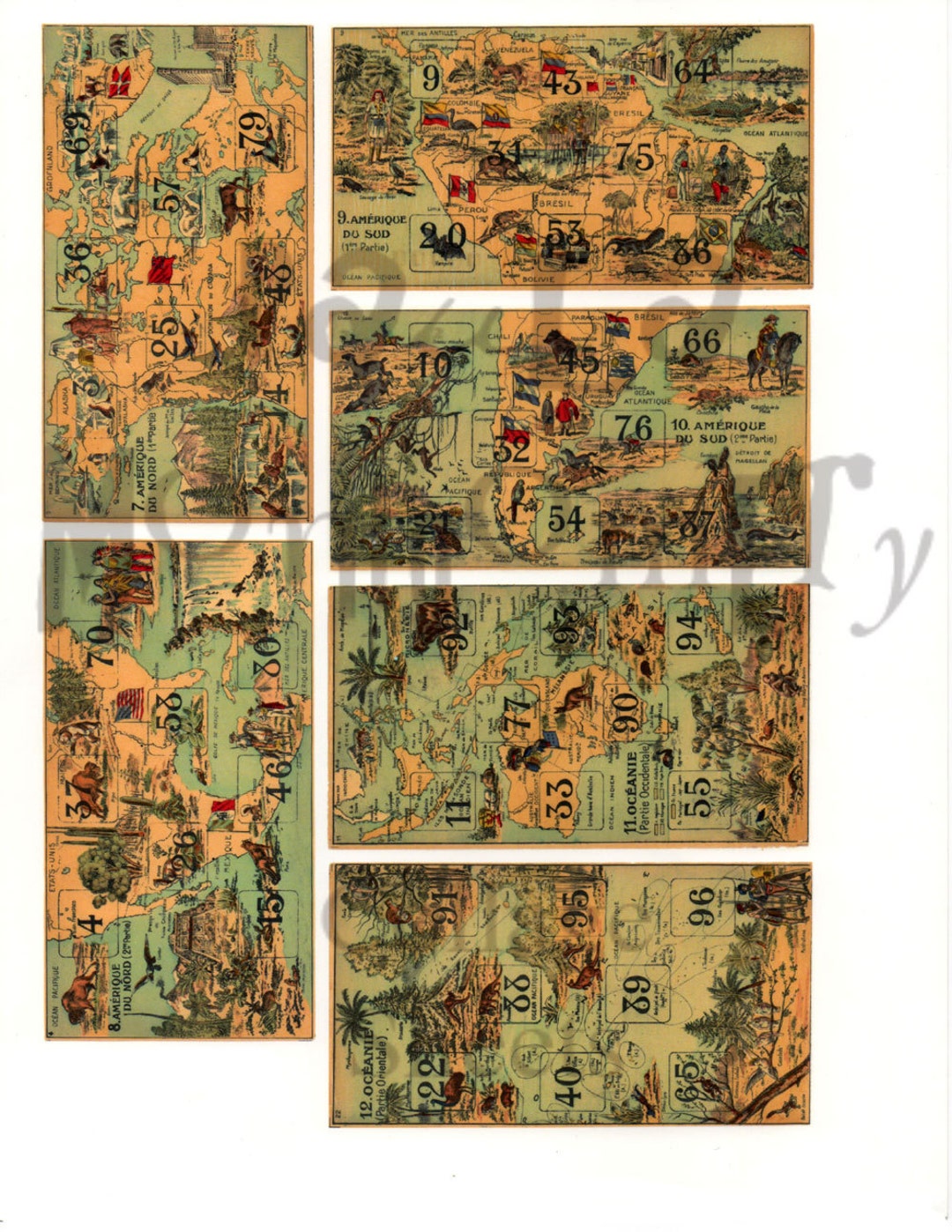 French Game Maps 7-12 Digital Download Collage Sheet - Etsy