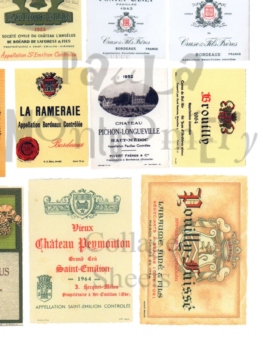 Wine Labels Digital Download Collage Sheet - Etsy