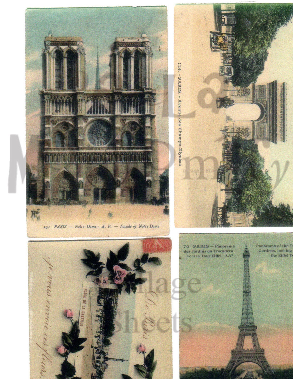 Vintage Paris Souvenir Postcards Number 2 Digital Download Collage ...