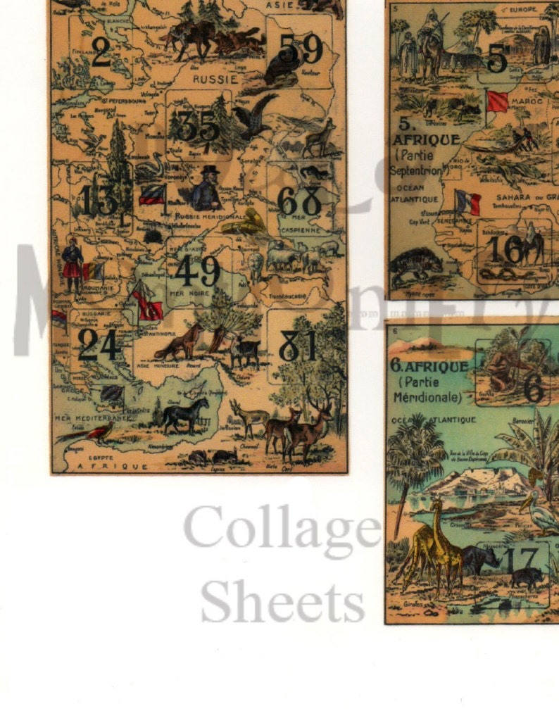 French Game Maps 1-6 Digital Download Collage Sheet - Etsy