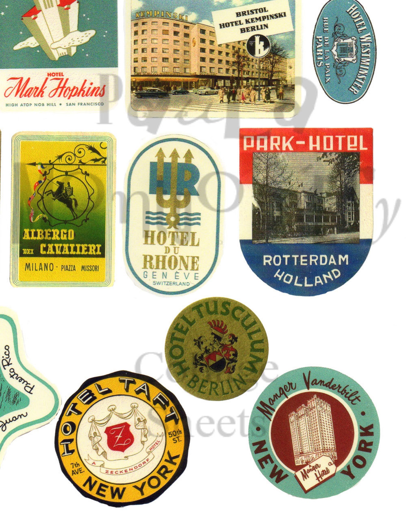Vintage Travel Stickers Digital Download Collage Sheet - Etsy