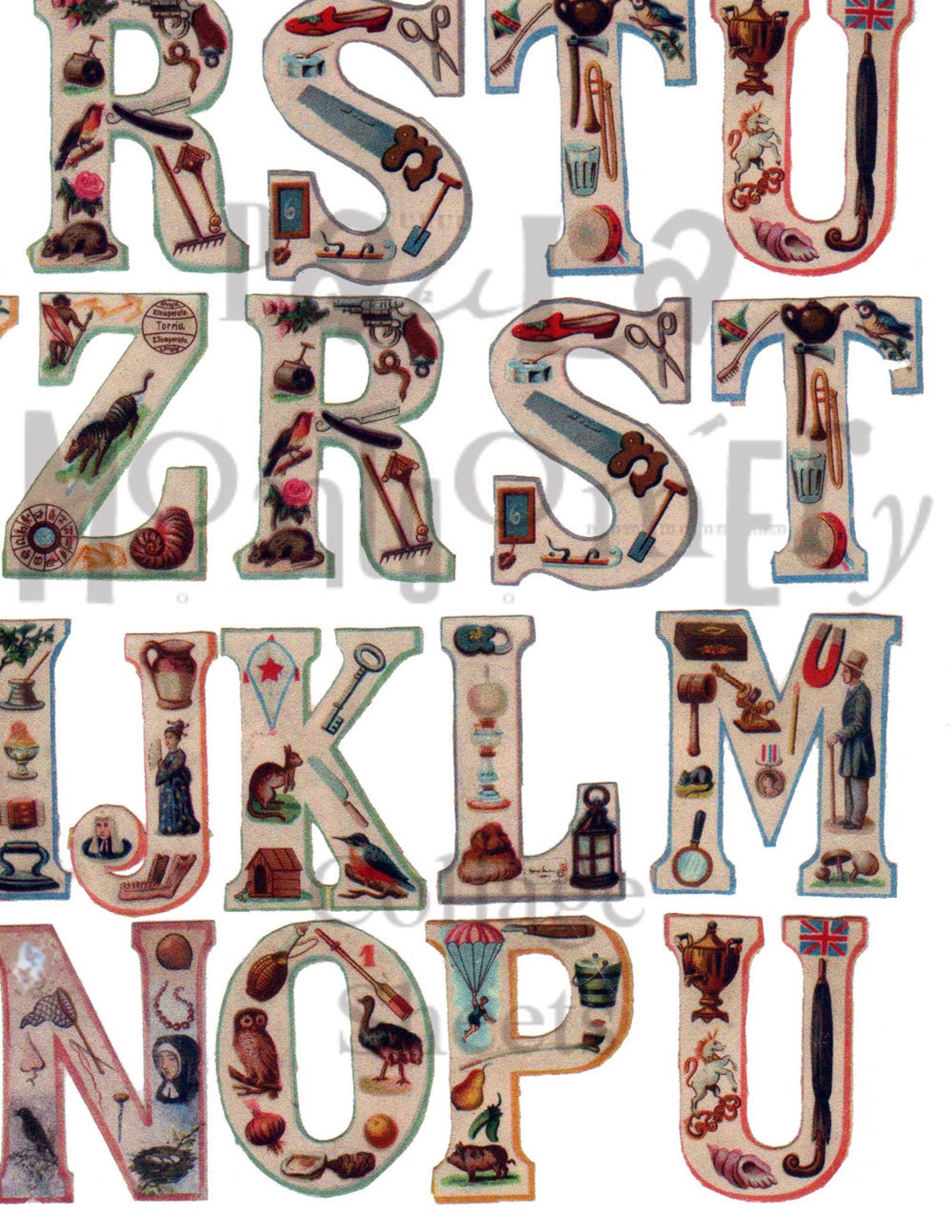 Illustrated Alphabet Digital Download Collage Sheet - Etsy