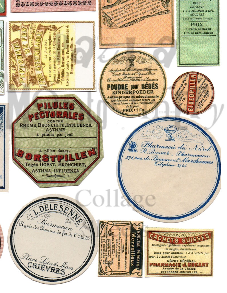 Vintage Medical Labels Number 1 Digital Download Collage Sheet - Etsy