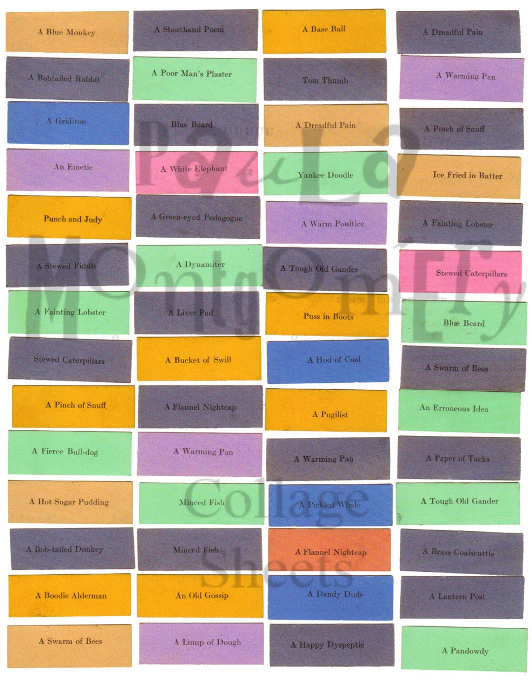 Strange British Colored Words Number 1 Digital Download Collage Sheet ...