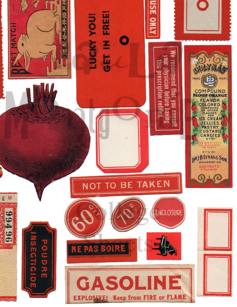 Red Stuff Number 2 Digital Download Collage Sheet - Etsy