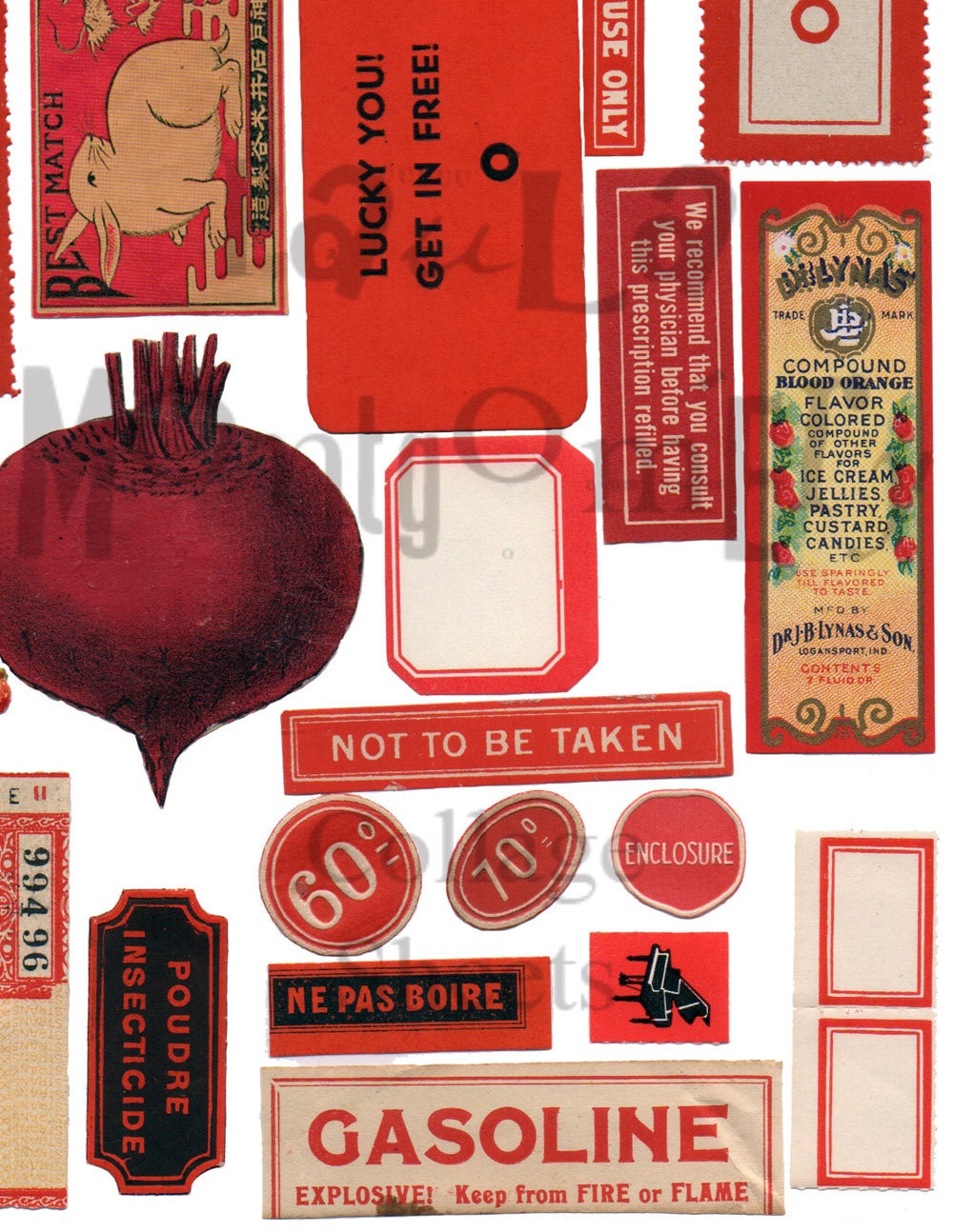 Red Stuff Number 2 Digital Download Collage Sheet - Etsy
