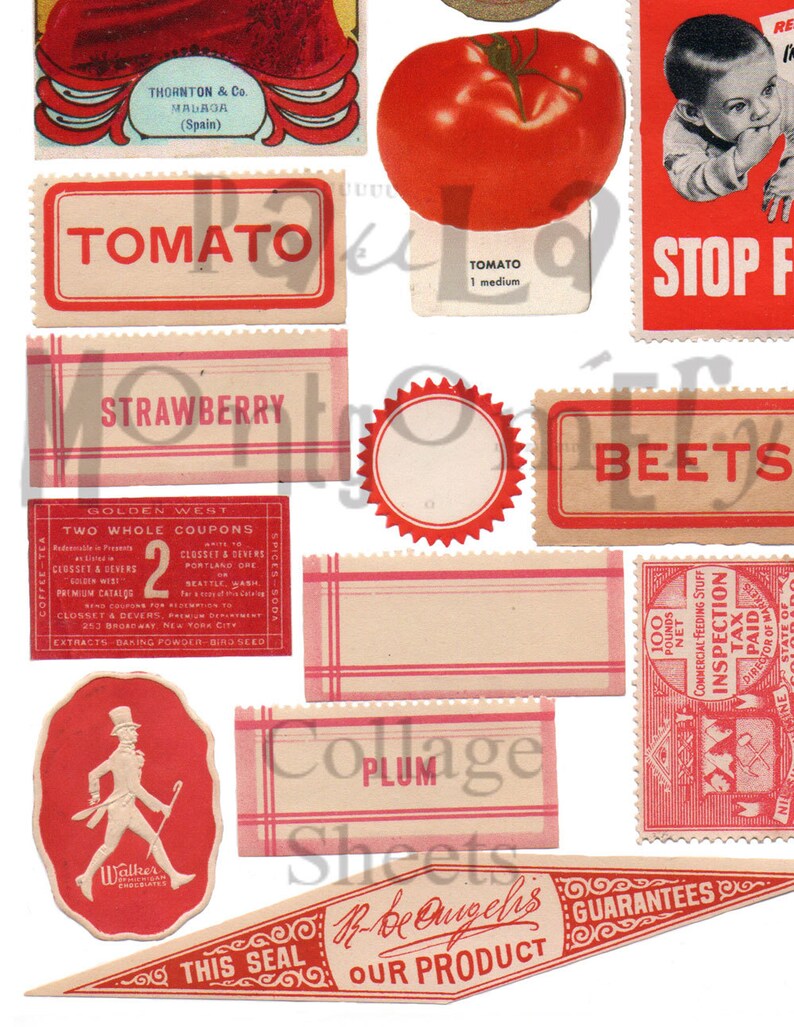 Red Stuff Number 1 Digital Download Collage Sheet - Etsy